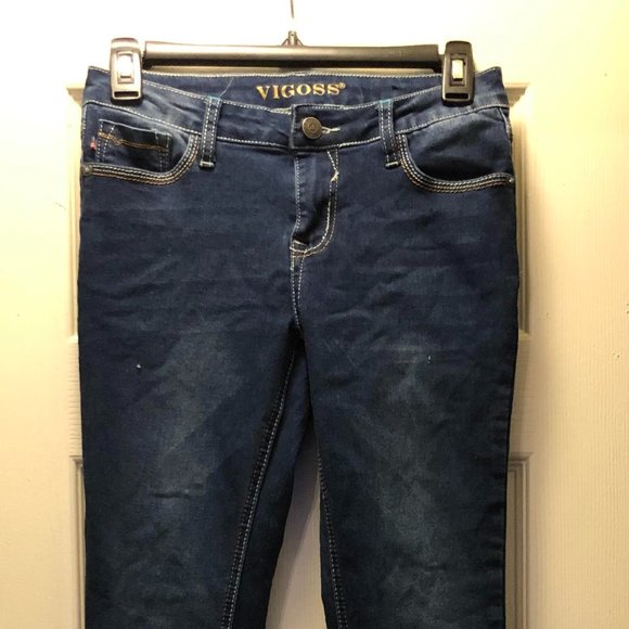 Vigoss | Bottoms | Vigoss Size 6 Girls Dark Blue Jeans With Designs On ...
